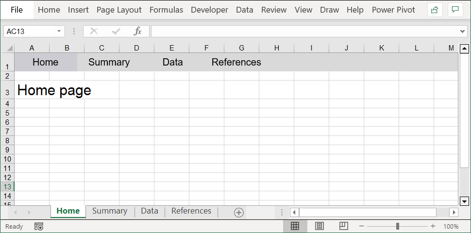 Creating a navigation bar in Excel – Quick tip
