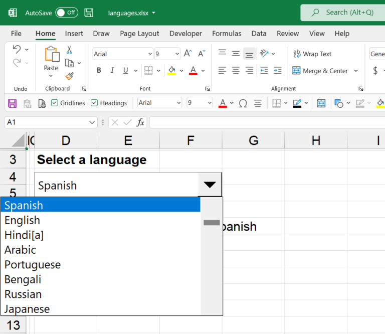 All the languages list in Excel - Excel Effects