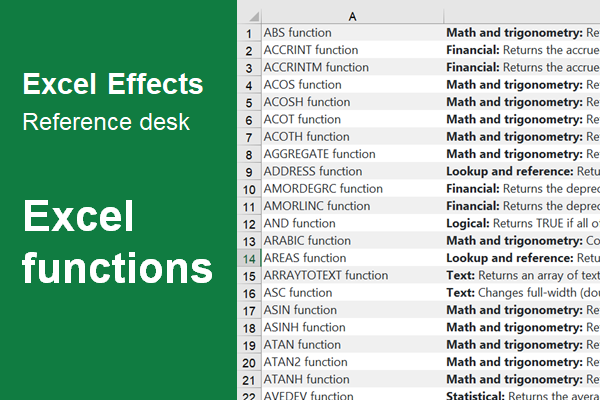 Excel Functions Excel Effects